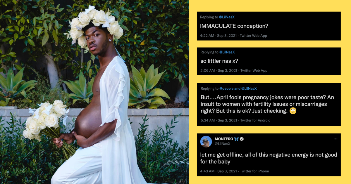 Look Lil Nas X S Pregnancy Photoshoot Draws Mixed Reactions On